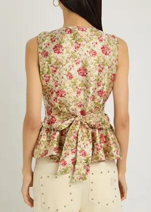 SISTER JANE Floral-jacquard Woven Top