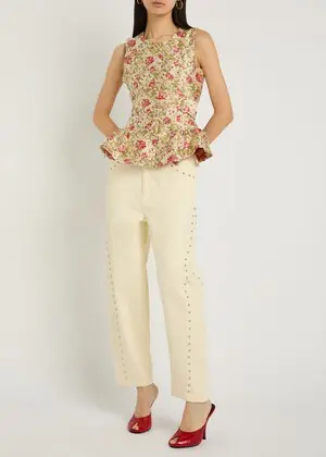 SISTER JANE Floral-jacquard Woven Top