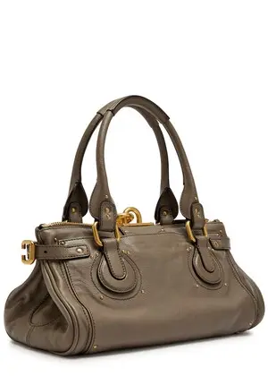 Chloé Paddington Medium Grained Leather Shoulder Bag - Grey