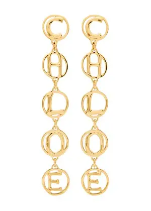 Chloé Script Drop Earrings - Gold