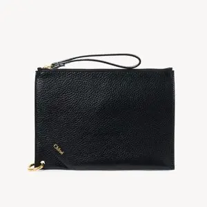 Chloé Spin Zipped Pouch In Grained Leather - Eggshell