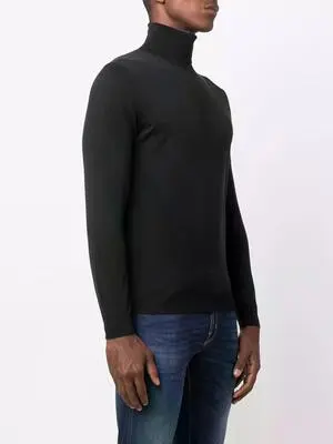 DELL'OGLIO Merino Roll Neck Jumper - Black