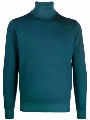 DELL'OGLIO Roll Neck Rib-trimmed Jumper - Blue