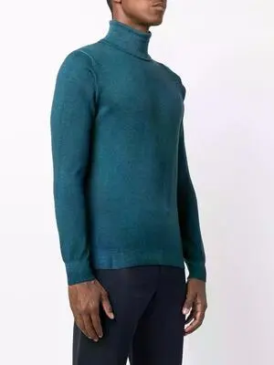 DELL'OGLIO Roll Neck Rib-trimmed Jumper - Blue