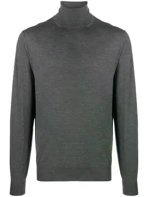 DELL'OGLIO Merino Wool Roll Neck Sweater - Grey