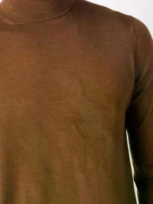 DELL'OGLIO Roll-neck Merino Wool Jumper - Brown