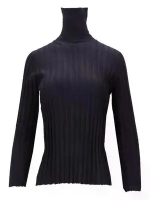 LA ROSE High-neck Ribbed Top - Blue