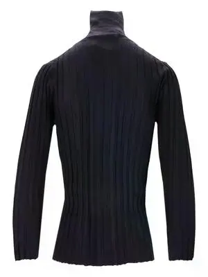LA ROSE High-neck Ribbed Top - Blue