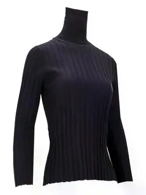 LA ROSE High-neck Ribbed Top - Blue