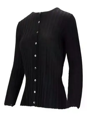 LA ROSE Ribbed Button Top - Black