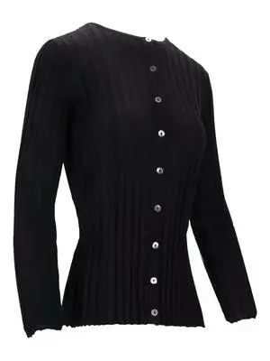LA ROSE Ribbed Button Top - Black