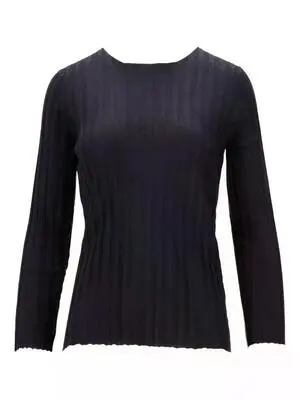 LA ROSE Ribbed Girocollo Top - Blue