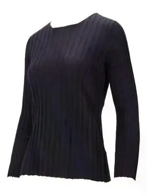 LA ROSE Ribbed Girocollo Top - Blue