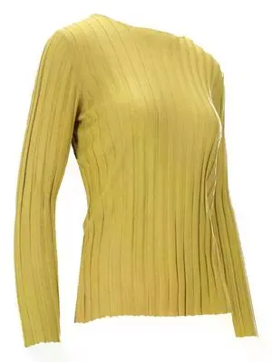 LA ROSE Ribbed Crew-neck Sweater - Yellow