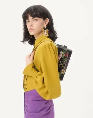 Valentino Garavani Devain Embroidered Shoulder Bag - Black/multicolour