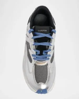 LANVIN Jla Mesh & Leather Low-top Runner Sneakers - Open Grey