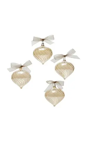 MODA DOMUS Set-of-four Hand-blown Glass Ornaments - Multi