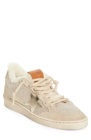 GOLDEN GOOSE Ball Star Wool & Faux Shearling Sneakers - Beige
