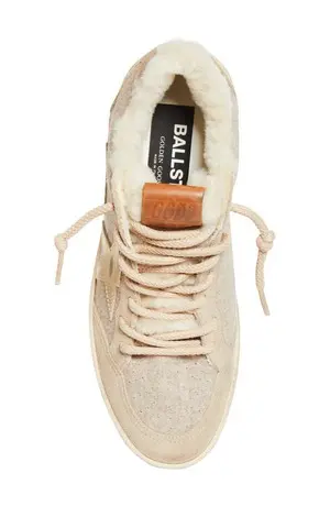 GOLDEN GOOSE Ball Star Wool & Faux Shearling Sneakers - Beige