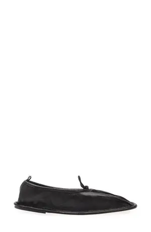 Hereu Puntera Pleated Leather Flats - Black