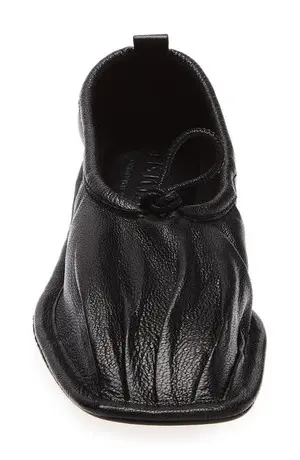 Hereu Puntera Pleated Leather Flats - Black