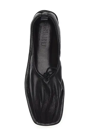 Hereu Puntera Pleated Leather Flats - Black