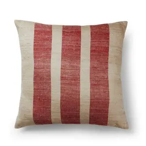 SUSTAINABLE THREADS Striped Silk Pillow With Down-alternative Insert - Raspberry