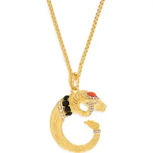 KENNETH JAY LANE Ram Head Pendant Chain Necklace - Gold