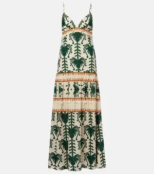 Johanna Ortiz Printed Cotton Poplin Maxi Dress - Green