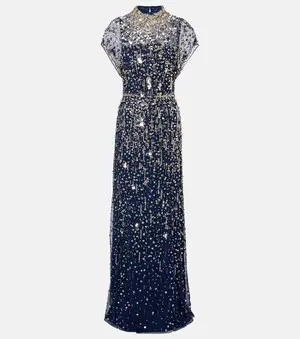 Jenny Packham Sylvie Embellished Gown - Blue