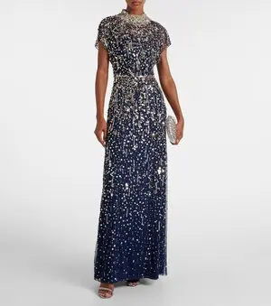 Jenny Packham Sylvie Embellished Gown - Blue