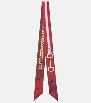 Gucci Horsebit Silk Twill Scarf - Burgundy