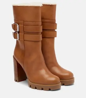 CHRISTIAN LOUBOUTIN Elisawalk 100 Leather Ankle Boots - Brown
