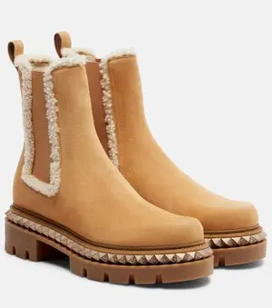 CHRISTIAN LOUBOUTIN St Emilia Studded Leather Chelsea Boots - Beige
