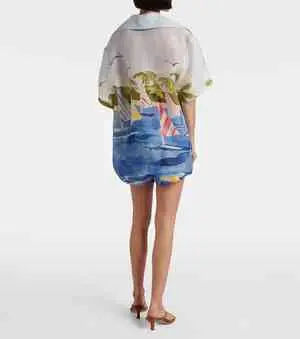 LEO LIN Josie Printed Silk Shorts