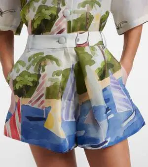 LEO LIN Josie Printed Silk Shorts