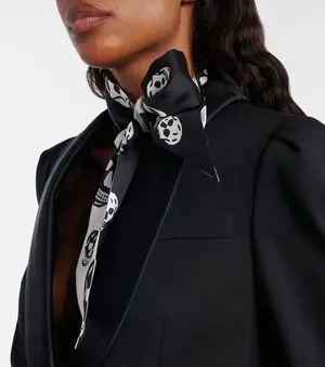 Alexander McQueen Skull Silk Scarf - Black