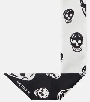 Alexander McQueen Skull Silk Scarf - Black