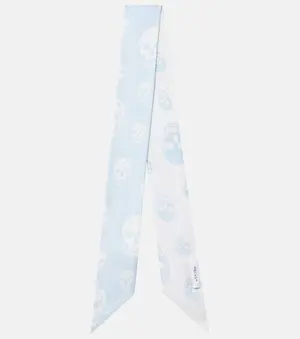 Alexander McQueen Printed Silk Scarf - Blue