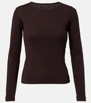 LESET Pointelle Cotton T-shirt - Brown