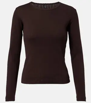 LESET Pointelle Cotton T-shirt - Brown