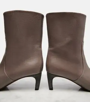 Brunello Cucinelli Monili Leather Ankle Boots - Brown