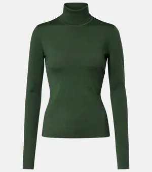 Gabriela Hearst Wool, Cashmere, And Silk Turtleneck Top - Green