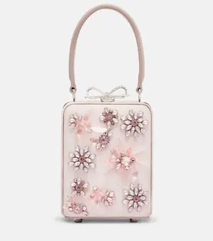 SELF-PORTRAIT Micro Crystal-embellished Floral Box Bag