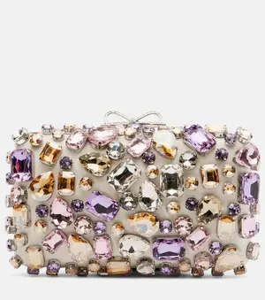 SELF-PORTRAIT Crystal-embellished Box Clutch