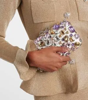 SELF-PORTRAIT Crystal-embellished Box Clutch