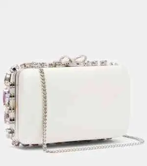 SELF-PORTRAIT Crystal-embellished Box Clutch