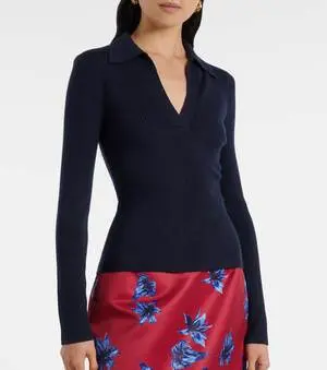EMILIA WICKSTEAD Austin Ribbed-knit Wool Polo Sweater