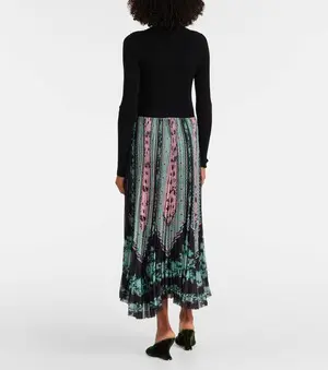 La DoubleJ Moondance Plissé Satin Midi Dress - Black
