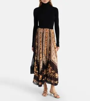 La DoubleJ Moondance Plissé Satin Midi Dress